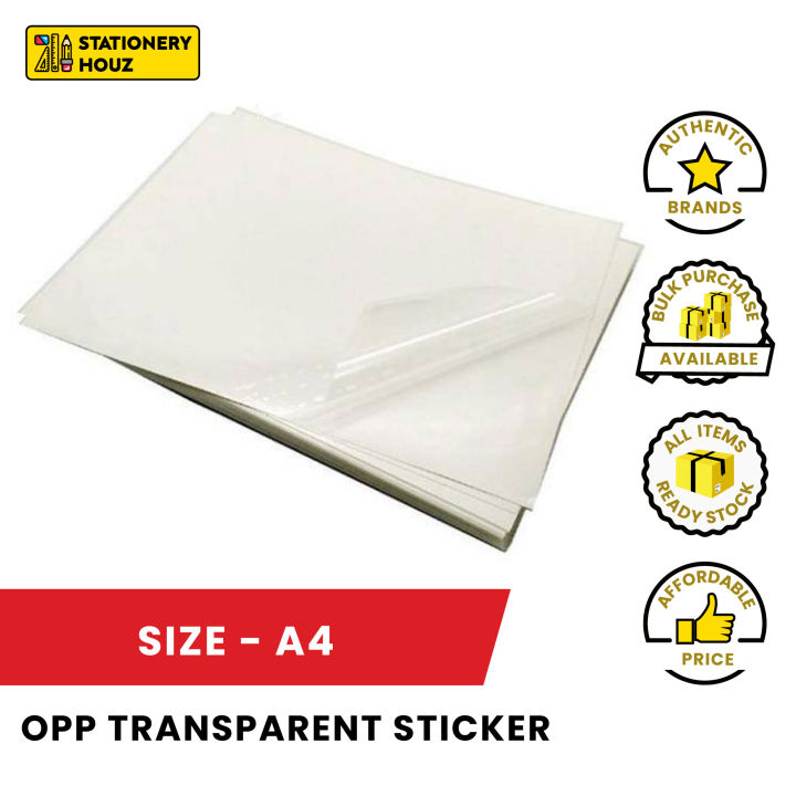 Stationery Houz 100's / 50's / 10's A4 OPP Transparent Sticker / Clear ...