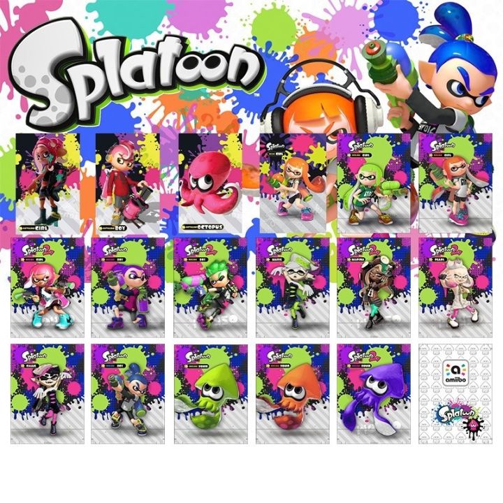 Splatoon New full set of 17 sheets amiibo 1-3 Universal SWITCH Game ...