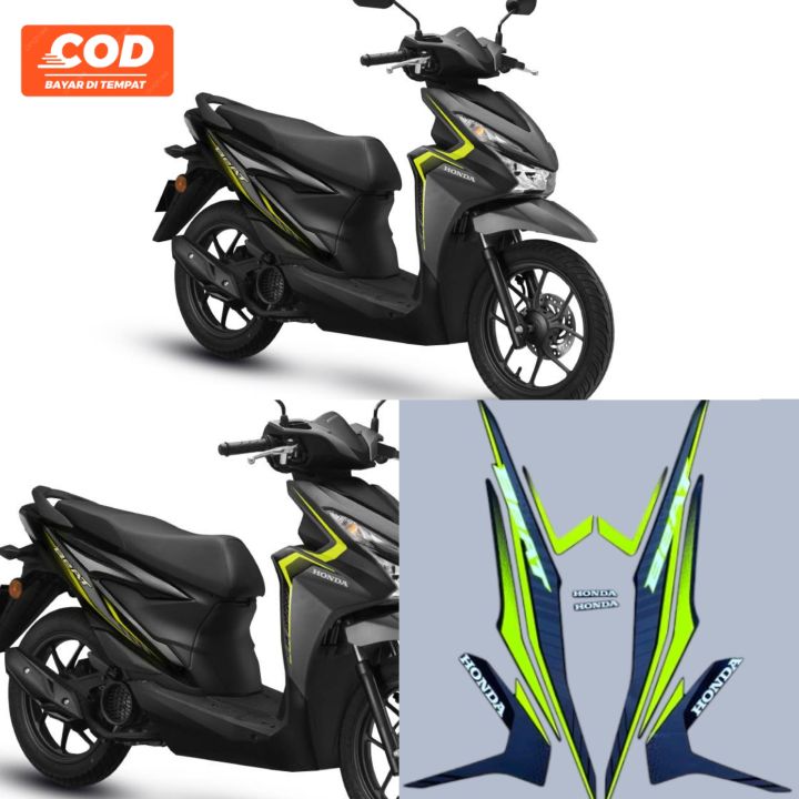Striping sticker honda beat fi 2024 2025 deluxe cbs hitam kuning ...