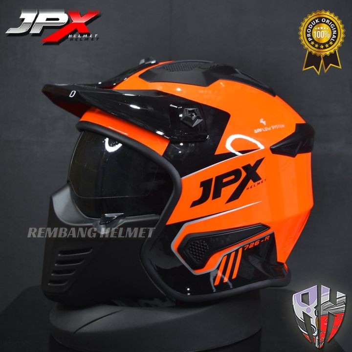 HELM JPX MX 726 R SOLID FLUORENT RED GLOSS | Lazada Indonesia