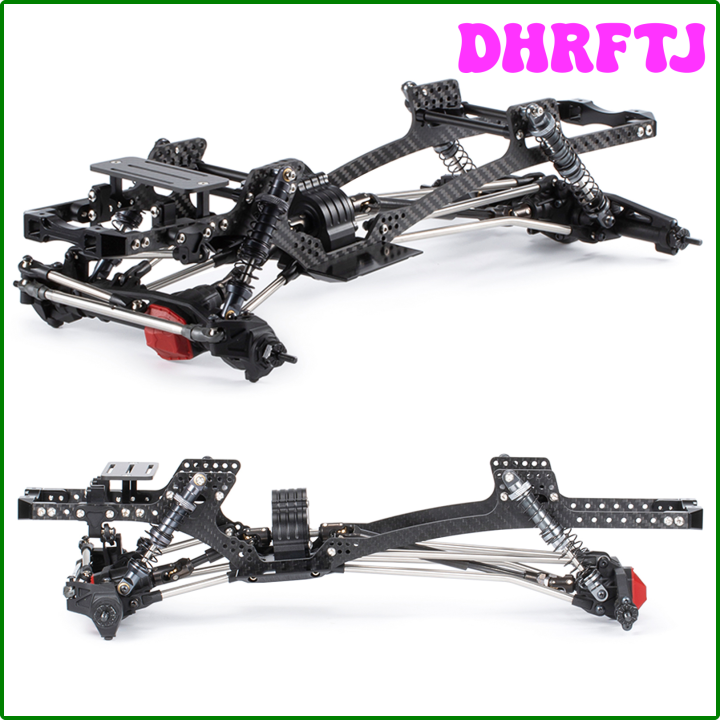 DHRFTJ Carbon Fiber LCG Chassis Kit Frame Rail for 1/10 RC Crawler Cheater Rigs Element Enduro ...