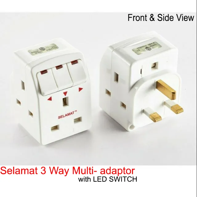 SELAMAT 3 Way Multi Adaptor with LED Neon Switch – SIRIM Approved / 13A ...