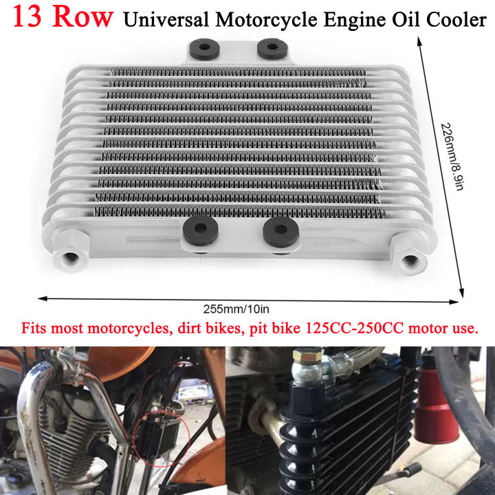 13 Row Universal Motorcycle Engine Oil Cooler Cooling Radiator Kit For ...
