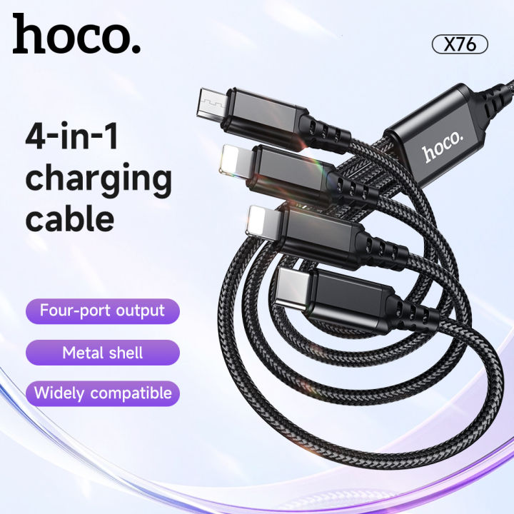 [New]HOCO Original X76 4 in1 Micro USB Type C.Double Lightning Cable ...