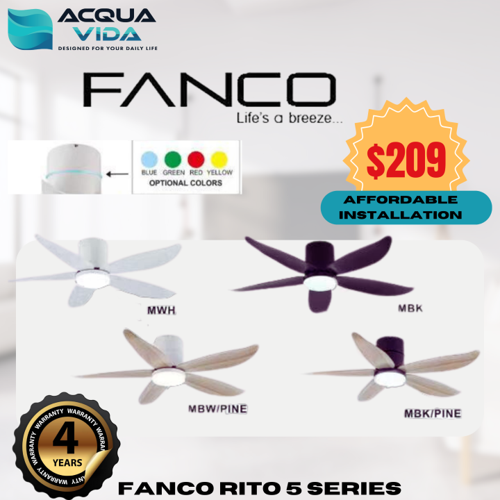 [Installation]FANCO RITO 5 48"/ 54" inch 3 Tone LED Light 6 Speed ...