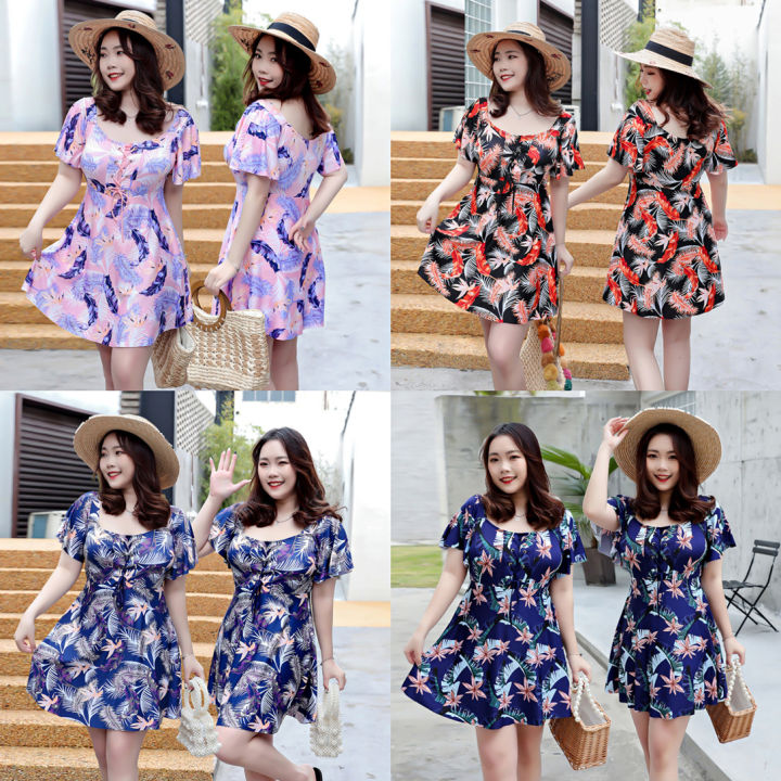 2023 New ชุดว่ายน้ำคนอ้วน ชุดว่ายน้ำวันพีช เดรส ชุดว่ายน้ำ 70~100kg ชุดว่ายน้ำ เดรส ชุดว่ายน้ำ ...