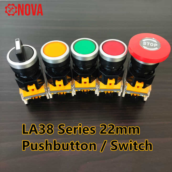 LA38 Series Pushbutton Pushlock Selector Emergency stop switch 22mm 10A ...