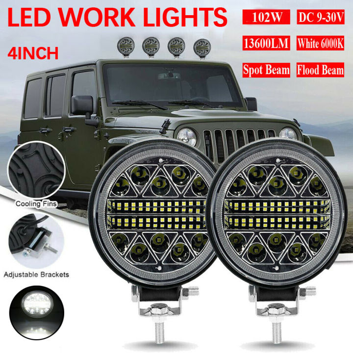 👍800W 24000LM 4 inch Car LED Work Light Bar Spotlight Combination ...