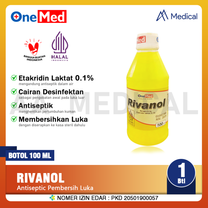 ONEMED Rivanol Cairan Antiseptic Pembersih Luka Betadine Botol isi 100 ...