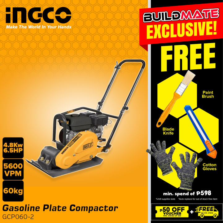 INGCO Gasoline Plate Compactor 4.8KW 6.5HP GCP060-2 - BUILDMATE - IPT ...