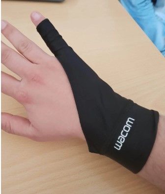 Female Grey Black Red 1 finger anti-fouling gloves wacom drawing ...