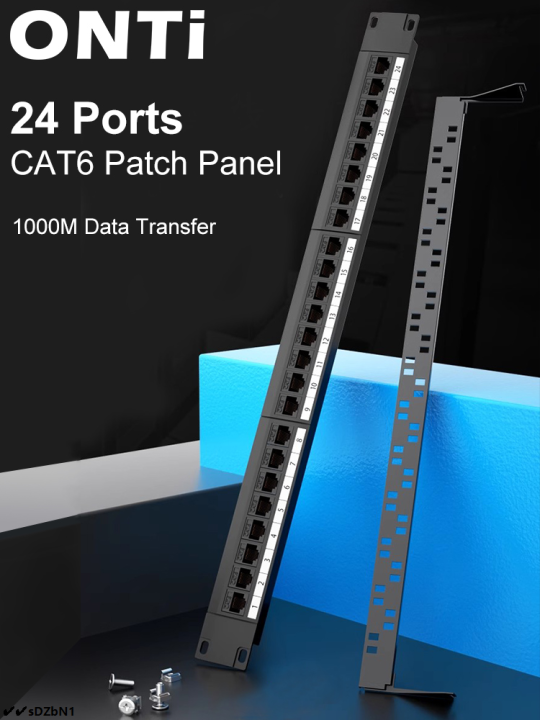 D ♘24 Port Cat6 Patch Panel with Inline Keystone 1U Tool-Free Rack ...