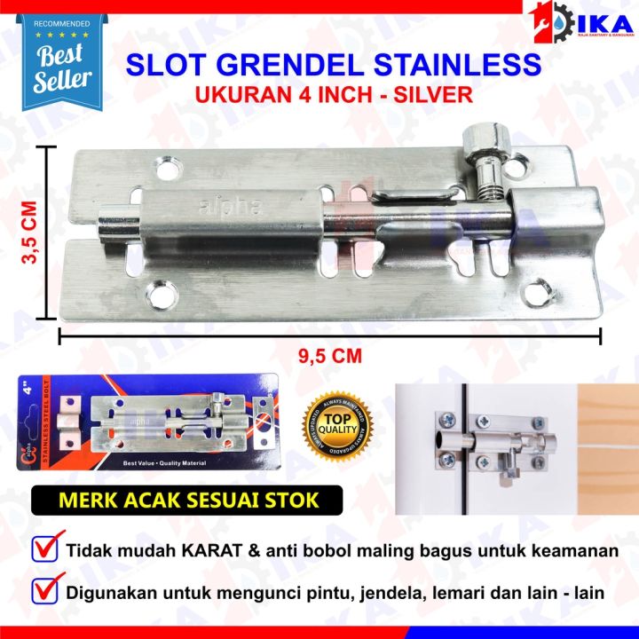 TERMURAH Grendel Stainless 4" Tebal Selot Pintu Selot Jendela Kunci ...