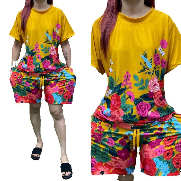 THALIA FLORAL TERNO SHORT SMOOTH COTTON WITH TWO SIDE POCKET GOOD ...