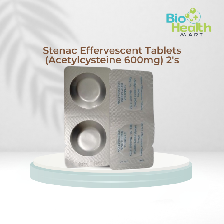 Stenac Effervescent Tablets (Acetylcysteine 600mg) 2's (1strip) | Lazada
