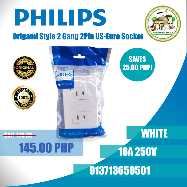 PHILIPS Origami Style 2 Gang 2P US- EURO Socket | Lazada PH