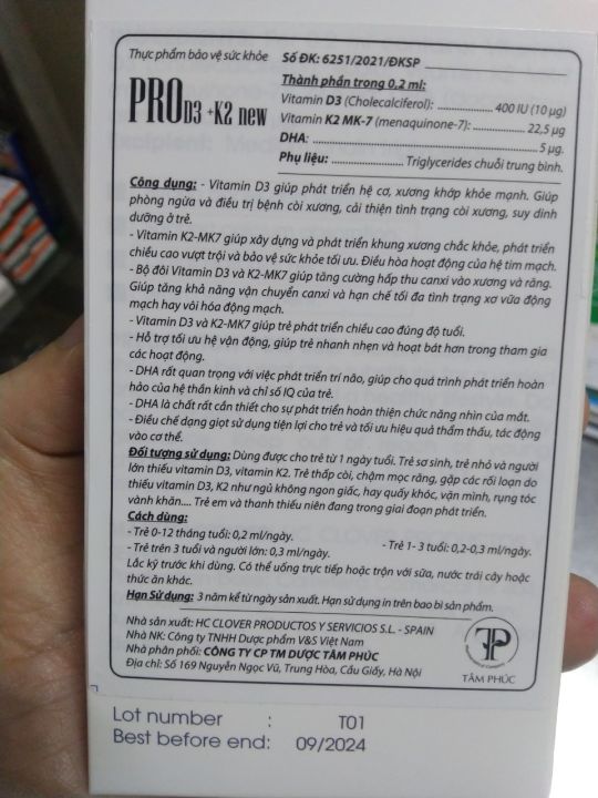 Pro D3K2 new- thực phẩm bổ sung Vitamin D3, K2, DHA, cho trẻ hệ xương ...