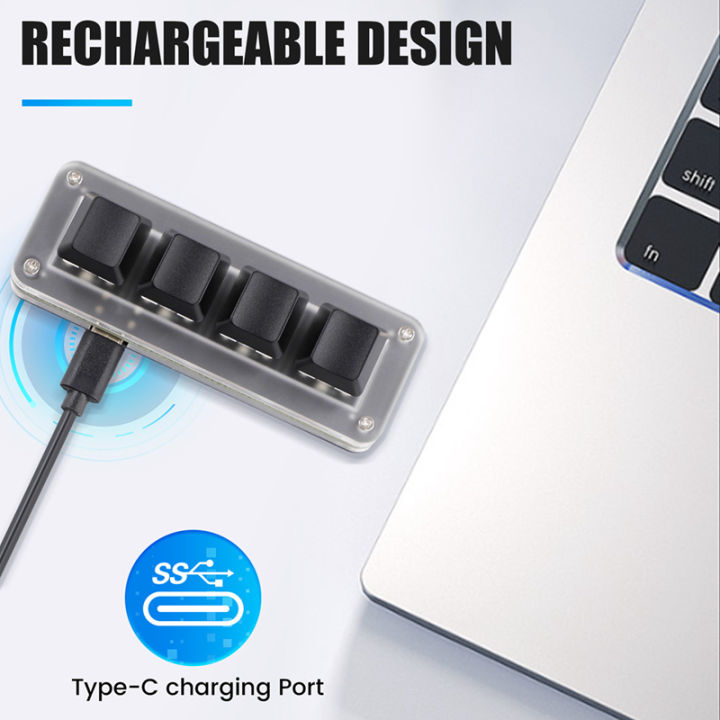 USB Programming Macro Custom Keyboard RGB 4 Keys Knob Gaming Mechanical Hot Swap Keyboard for ...
