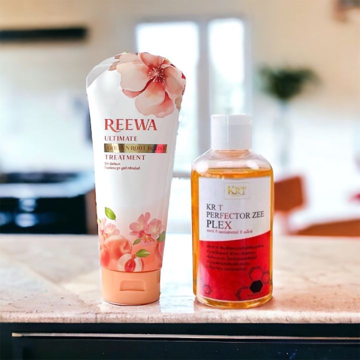 ทรีทเม้นท์เคราติน หลอดขาวส้ม (REEWA) 200 ml. + เชื่อมแกนผม (Zeeplex ...