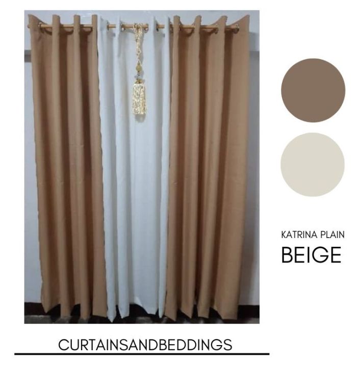 BEIGE SHADE KATRINA PLAIN RING CURTAIN 5FT LONG SOLD PER PC OR PER SET ...