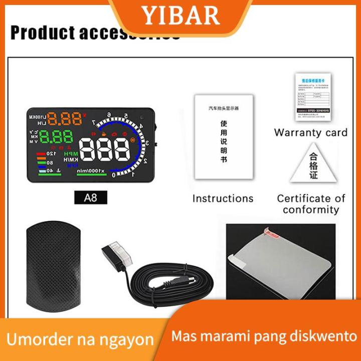 YIBAR Car Speed HUD Speedometer Oil Consumption Water Temperature Head ...