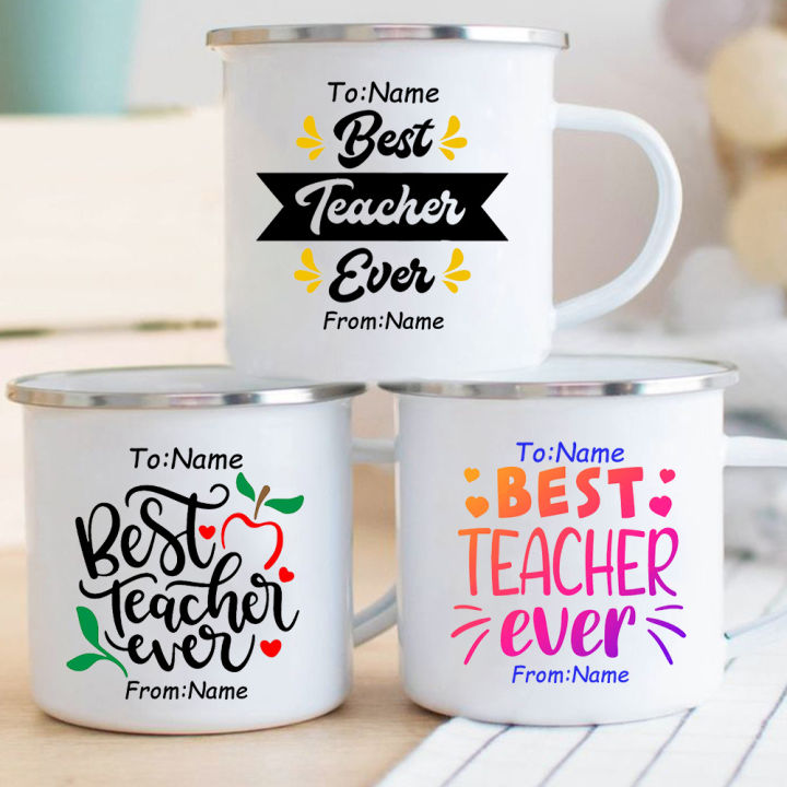 Customize Teacher and Student Names Pattern Enamel Coffee Mugs Student ...