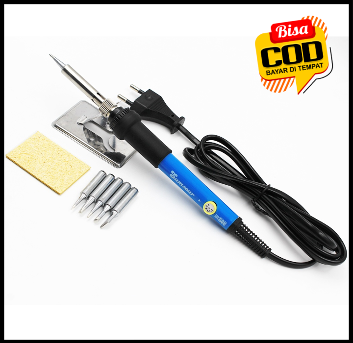 Solder listrik tangan 60w watt Pengatur Suhu Adjustable Temperature Iron 220v solder hp pc tv ...