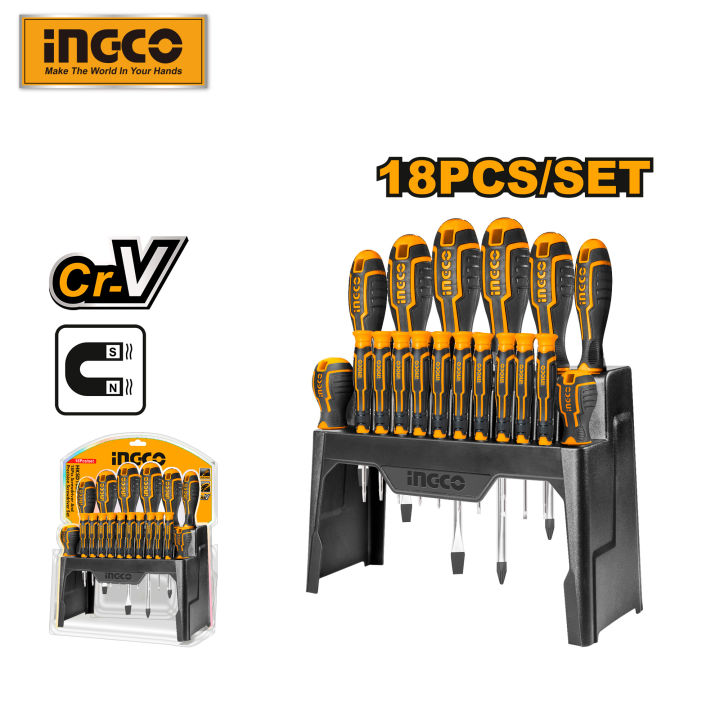 INGCO Tools Kit 18 PCS Screwdriver and Precision Screwdriver Set ...