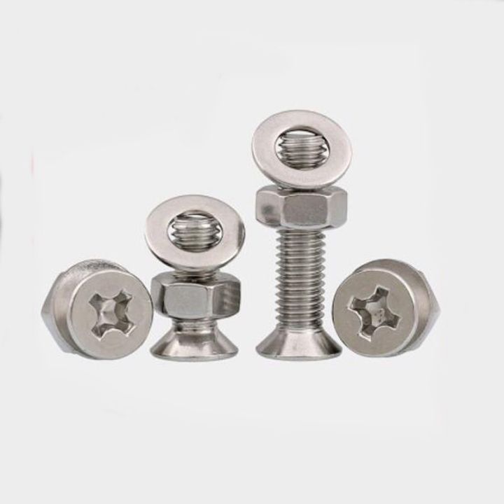 GB819 304 Stainless Steel Cross Countersunk Head Screw Nut Set Combination Flat Head Screw M3 M4 ...