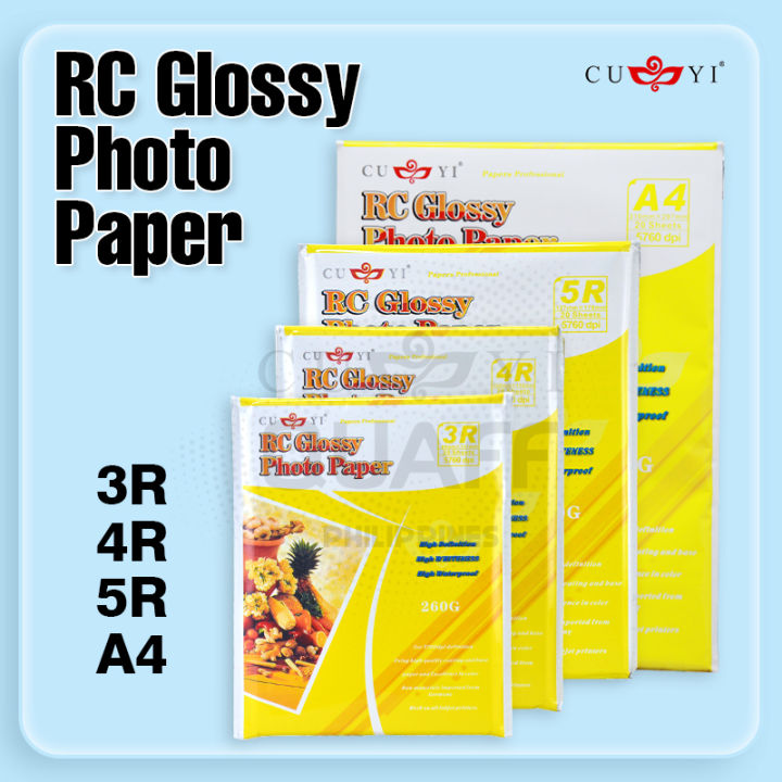 Cuyi Rc Glossy Photo Paper 260gsm Resin Coated Inkjet A4 5r 4r 3r Size ...