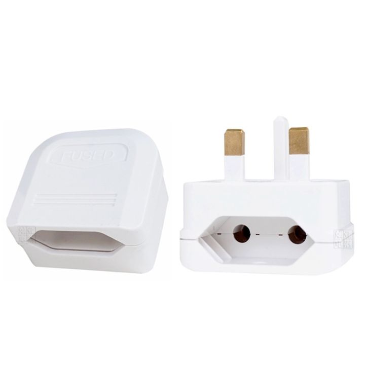 European 2 Pin to UK 3 Pin Power Plug Adaptor Conversion Electric Power ...