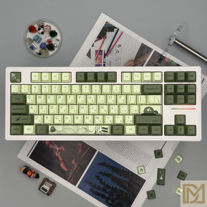 Matcha Keycap (JAP) PBT Dye Sub Cherry Japanese Green Tea Keycaps Fit ...