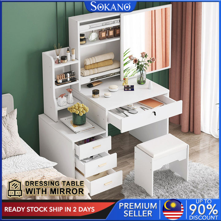 SOKANO SZT0018 Dressing Table with Mirror Modern Vanity Bedroom Makeup ...