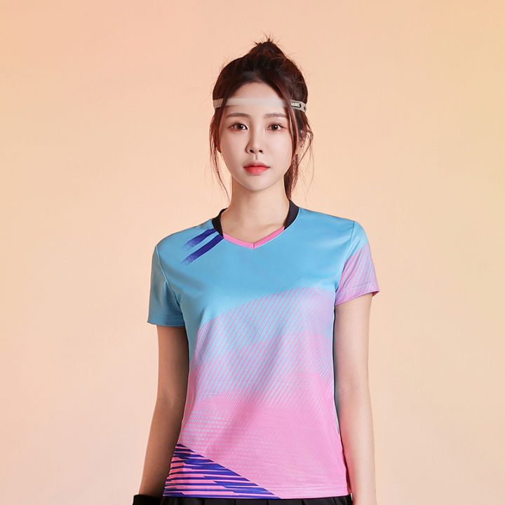 เสื้อเจอร์ซีย์ทีมเสื้อแบดมินตันสำหรับ B328เสื้อแห้งเร็วแขนสั้นเสื้อ ...