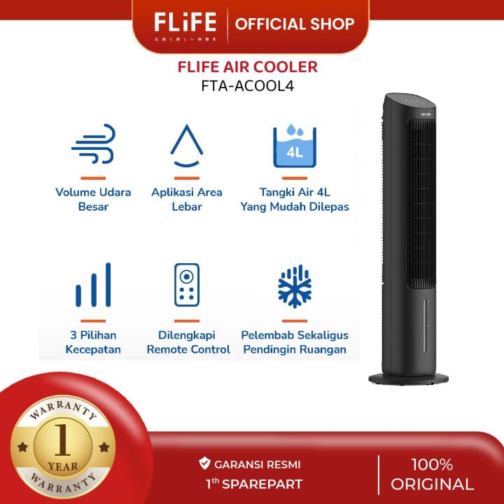 [FLIFE] Tower Fan Air Cooler dengan Generator Anion - Penyejuk - Humidifier - Kapasitas 4 Liter ...