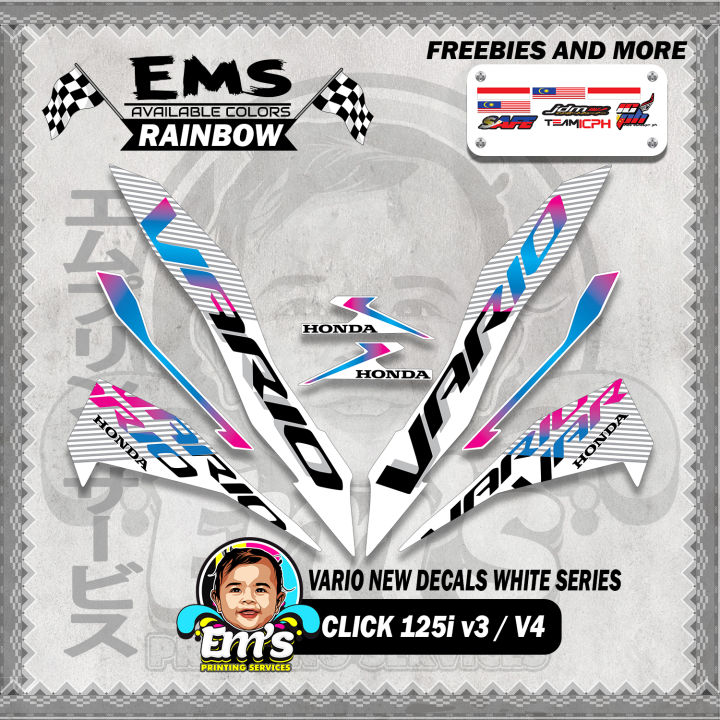 HONDA CLICK 125 V3 VARIO NEW DECALS WHITE SERIES | Lazada PH