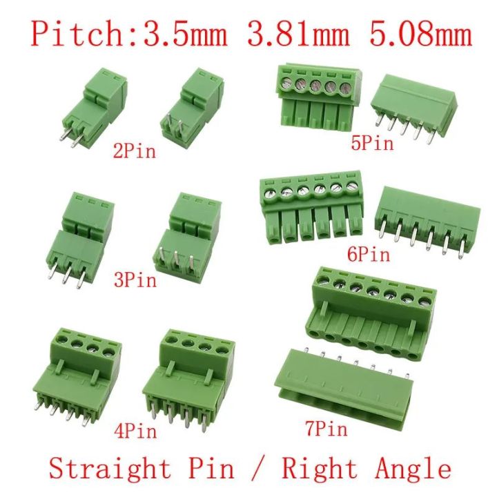 3.5mm / 3.81mm / 5.08mm Pitch PCB Screw Terminal Block 2/3/4/5/6/7 Pin Male Female Plug Wire ...