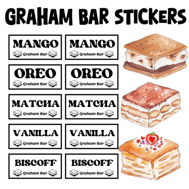 50PCS GRAHAM BAR STICKER LABELS THERMAL PRINT WATERPROOF | Lazada PH
