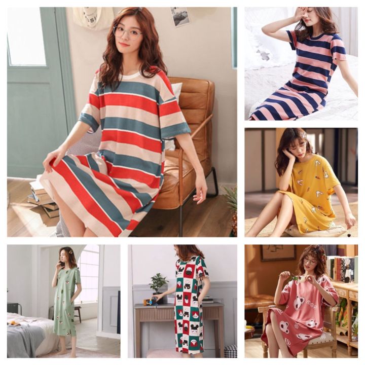 Women Pyjamas Dress T shirt T201 Pajamas Dress Nightwear Sleepwear baju ...