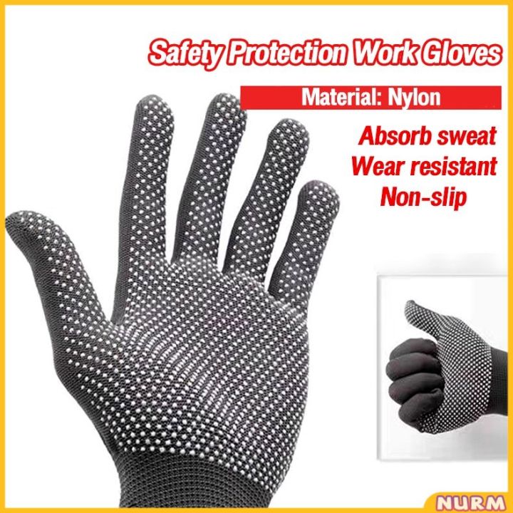 Nurm Nylon Knit Safety Protection Work Gloves For Mechanic Industrial ...