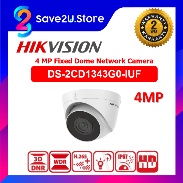 HIKVISION DS-2CD1343G0-IUF 4 MP Fixed Dome Network Camera | Lazada
