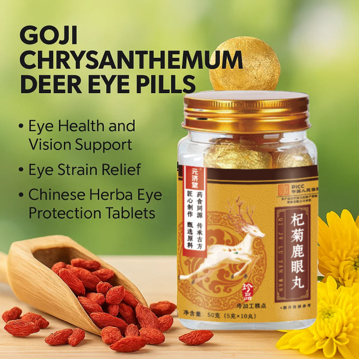 Goji Chrysanthemum Deer Eye Pills Chinese Herbal Eye Protection Tablets ...