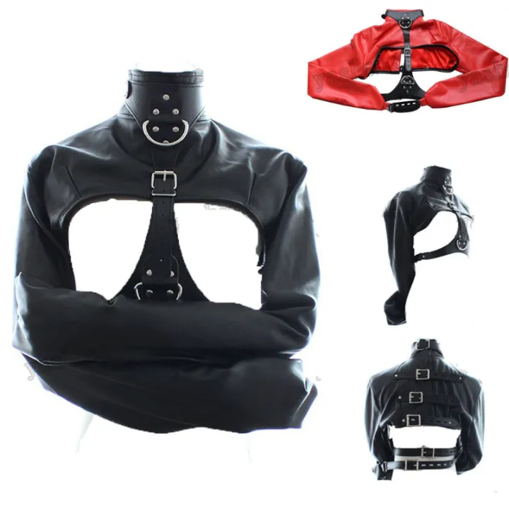 🎁Discreet Packaging PU Leather Straitjacket Cupless Adjustable Harness ...