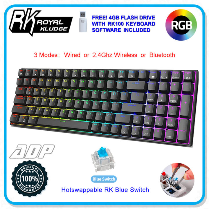 Royal Kludge RK100 wired, wireless, Bluetooth 100 keys RGB HOT ...