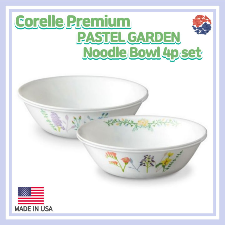 Corelle Premium PASTEL GARDEN Large Noodle Bowl 4p Set/Corelle USA ...