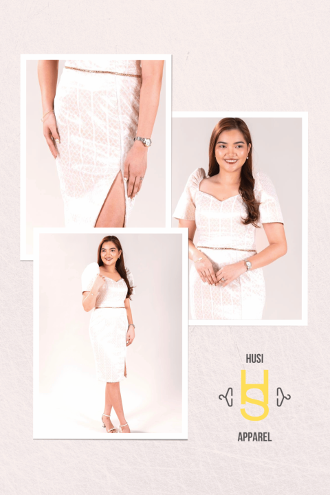 HUSI Women's Filipiniana Midi Eyelet Dress | Lazada PH