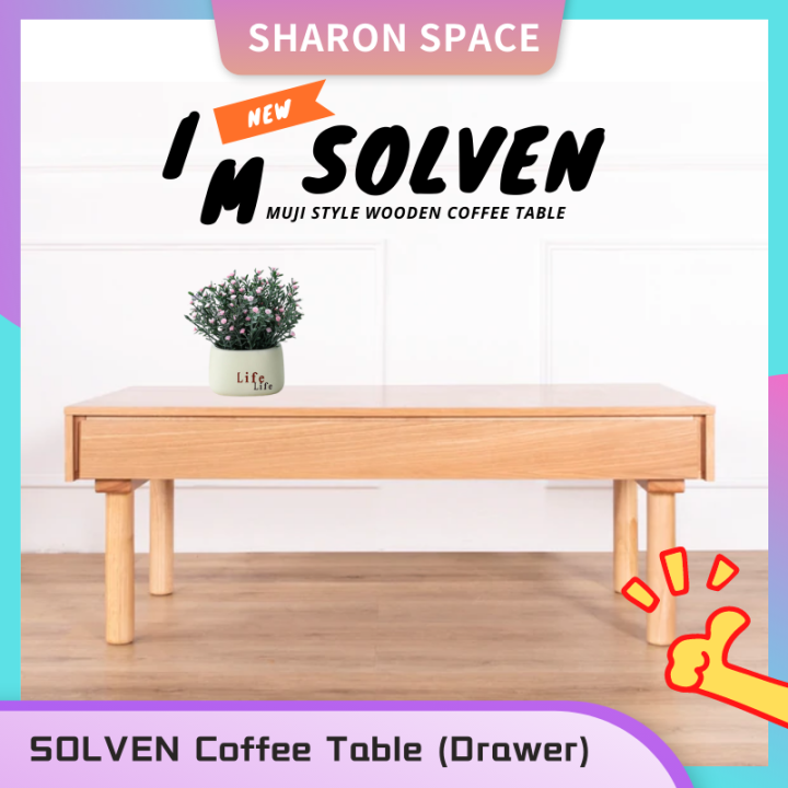 【𝑹𝑬𝑨𝑫𝒀 𝑺𝑻𝑶𝑪𝑲】SOLVEN Muji Concept Coffee Table with Drawer / Wooden ...