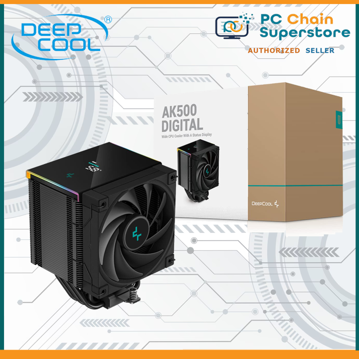 Deepcool AK500 Digital ARGB Air CPU Cooler - Real-Time Temperature Monitoring | 5 Nickel Plated ...