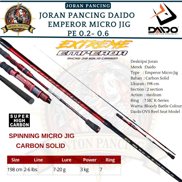 Joran Pancing Daido Extreme Emperor Micro Jig 662 Solid Carbon PE 0.2-0.6 / 2-6lbs | Lazada ...