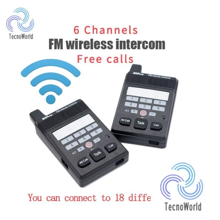 SKFung FM Wireless Intercom System with 6 Channels for Home/Office ...